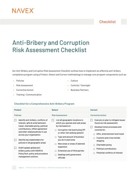 Anti-Bribery and Corruption Risk Assessment Checklist | NAVEX